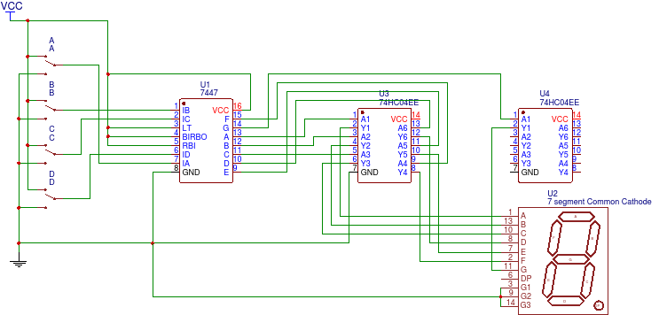 Rangkaian IC 7447 – Decoder BCD to 7 Segment – Dengan 7 Segment Common ... Rangkaian IC 7447 – Decoder BCD to 7 Segment – Dengan 7 Segment Common ...
